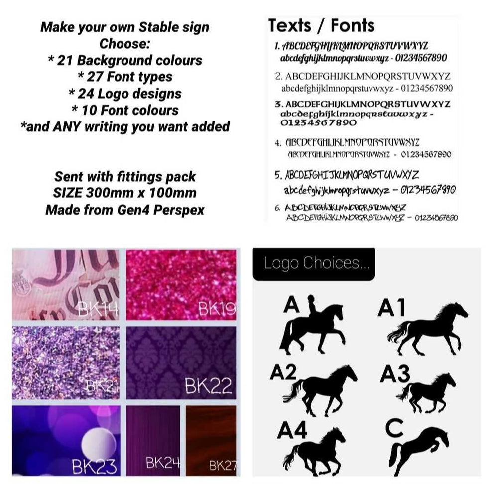 Make your own design Horse Stable Name Sign-you choose, colours, text ...